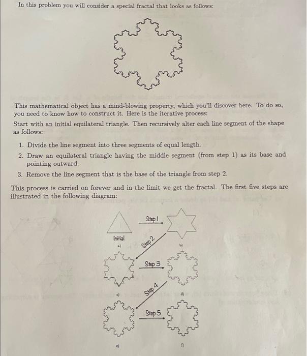 Solved In this problem you will consider a special fractal | Chegg.com