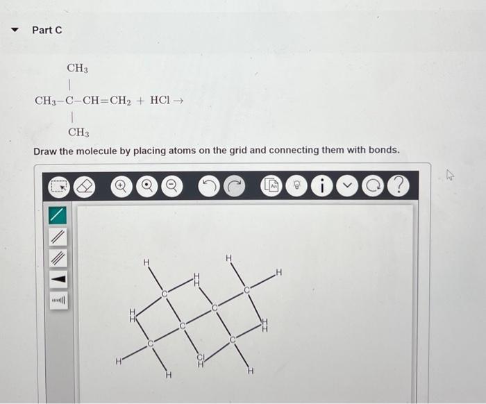 Solved Part C Draw the molecule by placing atoms on the grid | Chegg.com
