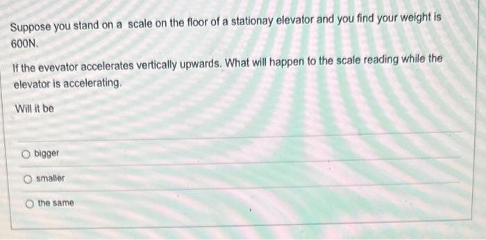 Solved Suppose you stand on a scale on the floor of a | Chegg.com