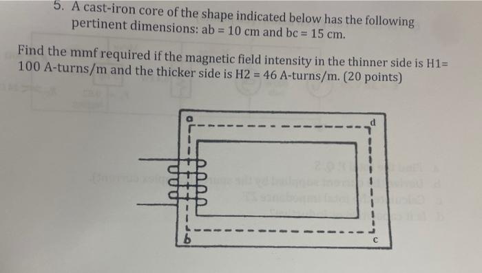 Solved 5. A cast-iron core of the shape indicated below has | Chegg.com