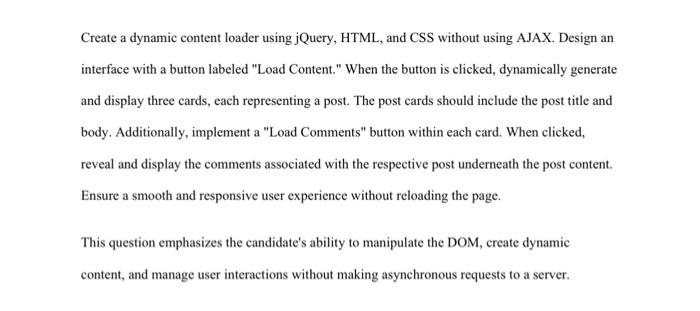 Solved Create a dynamic content loader using jQuery, HTML, | Chegg.com