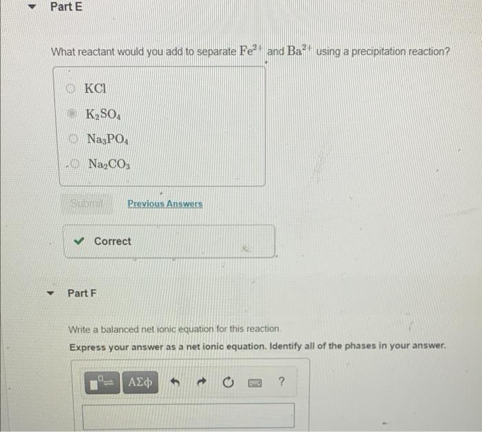 Solved Part C What reactant would you add to separate Ca2+ | Chegg.com