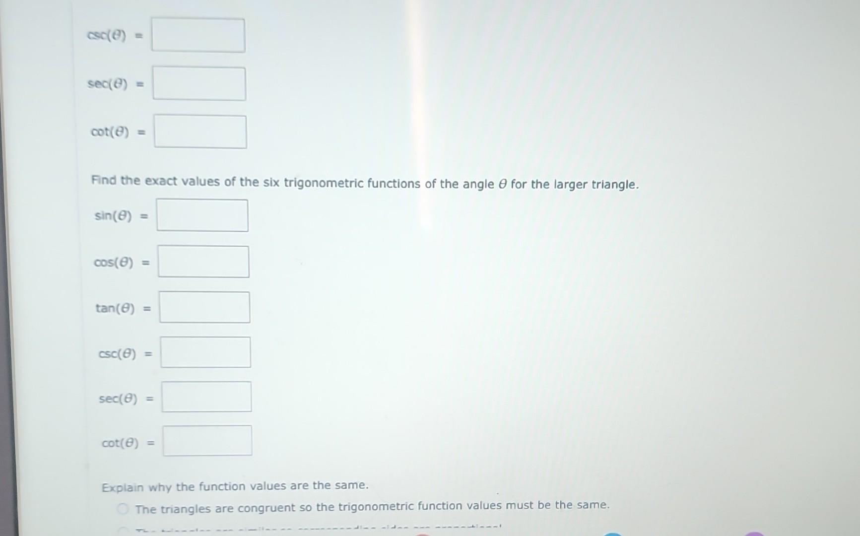 Solved Consider the following triangles. (i) Find the exact | Chegg.com
