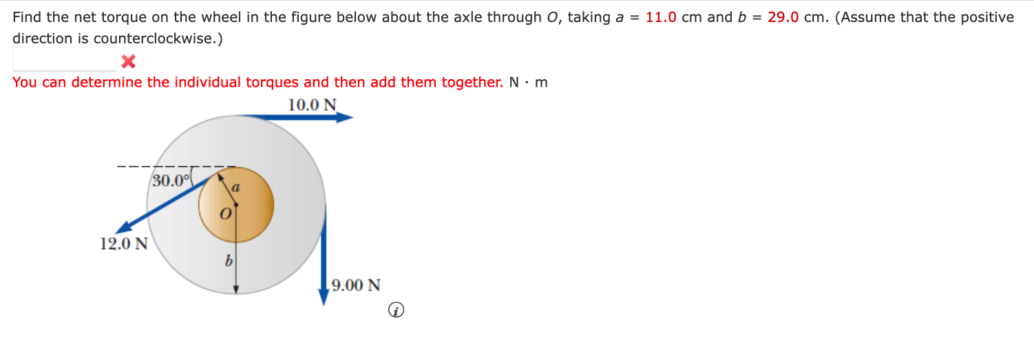 Solved Find the net torque on the wheel in the figure below | Chegg.com