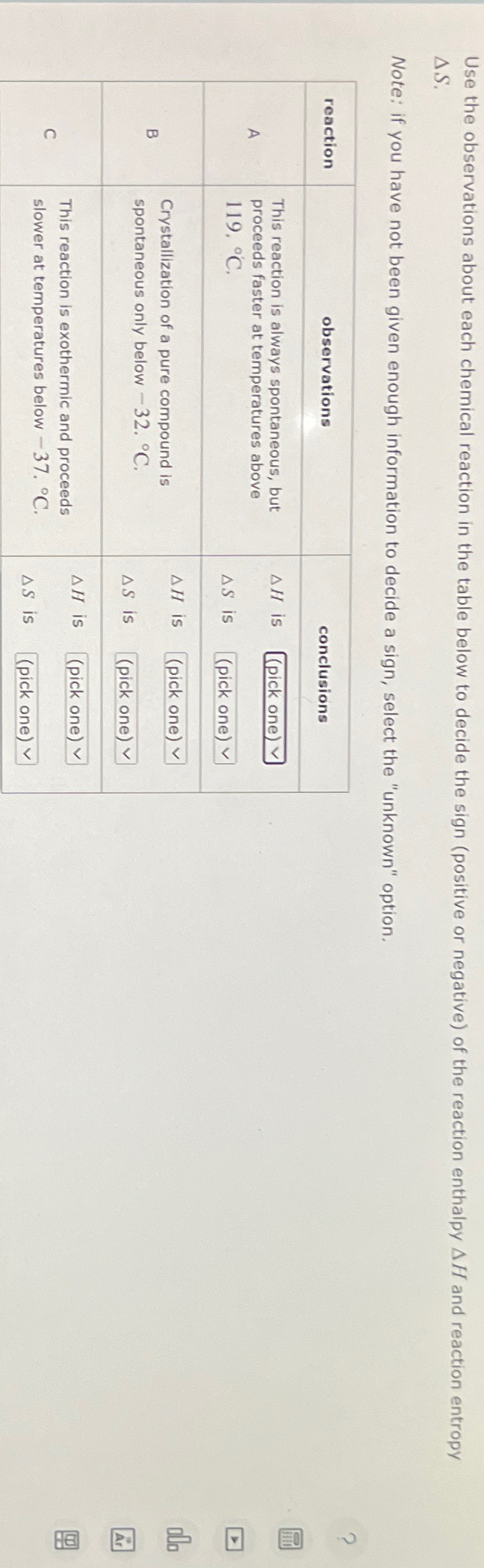 Solved Use the observations about each chemical reaction in | Chegg.com
