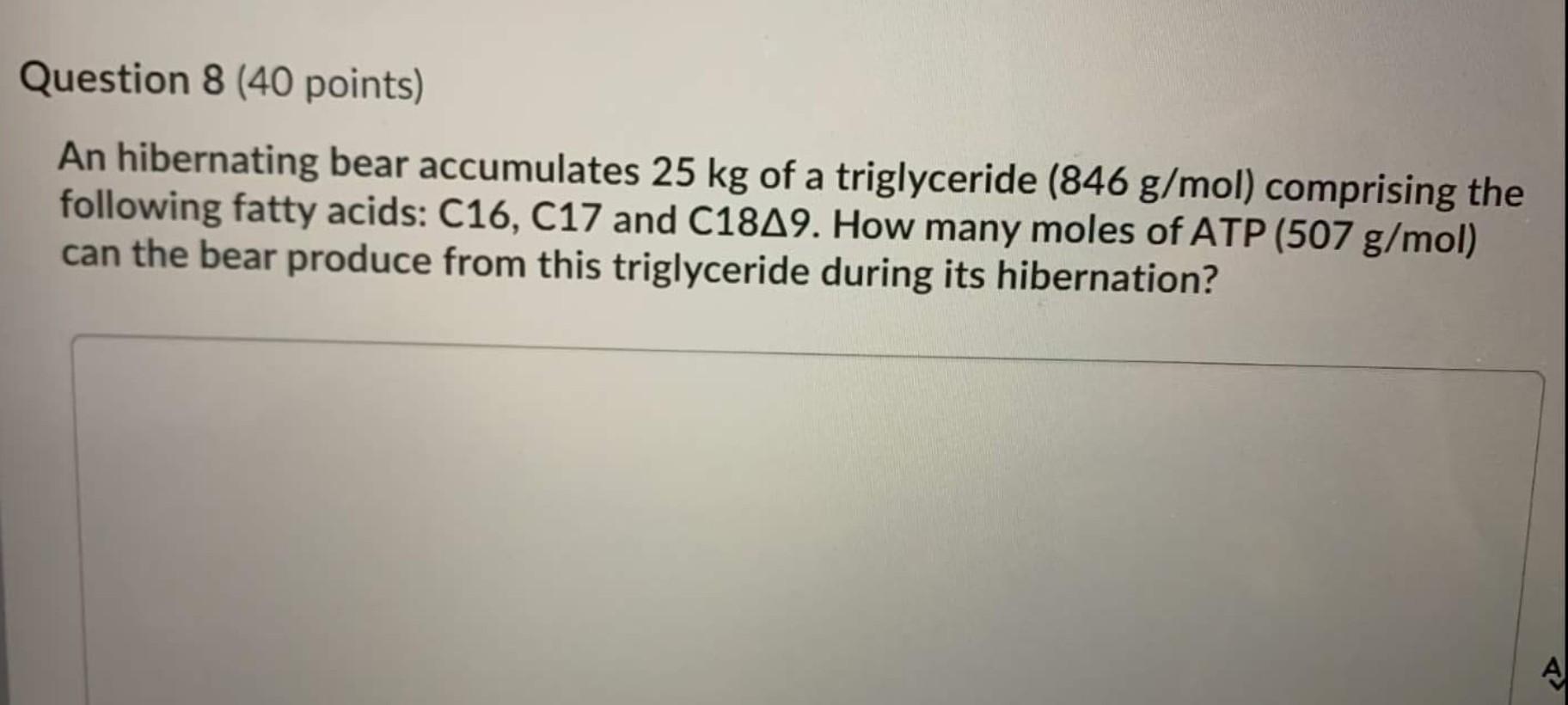 Solved Question 8 (40 points) An hibernating bear | Chegg.com