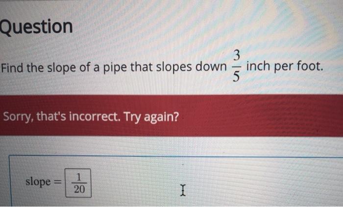 Solved Question 3 Find the slope of a pipe that slopes down | Chegg.com