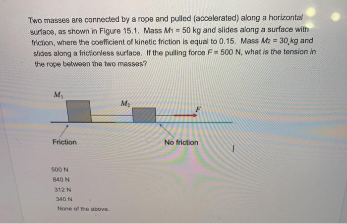 Solved Two masses are connected by a rope and pulled | Chegg.com