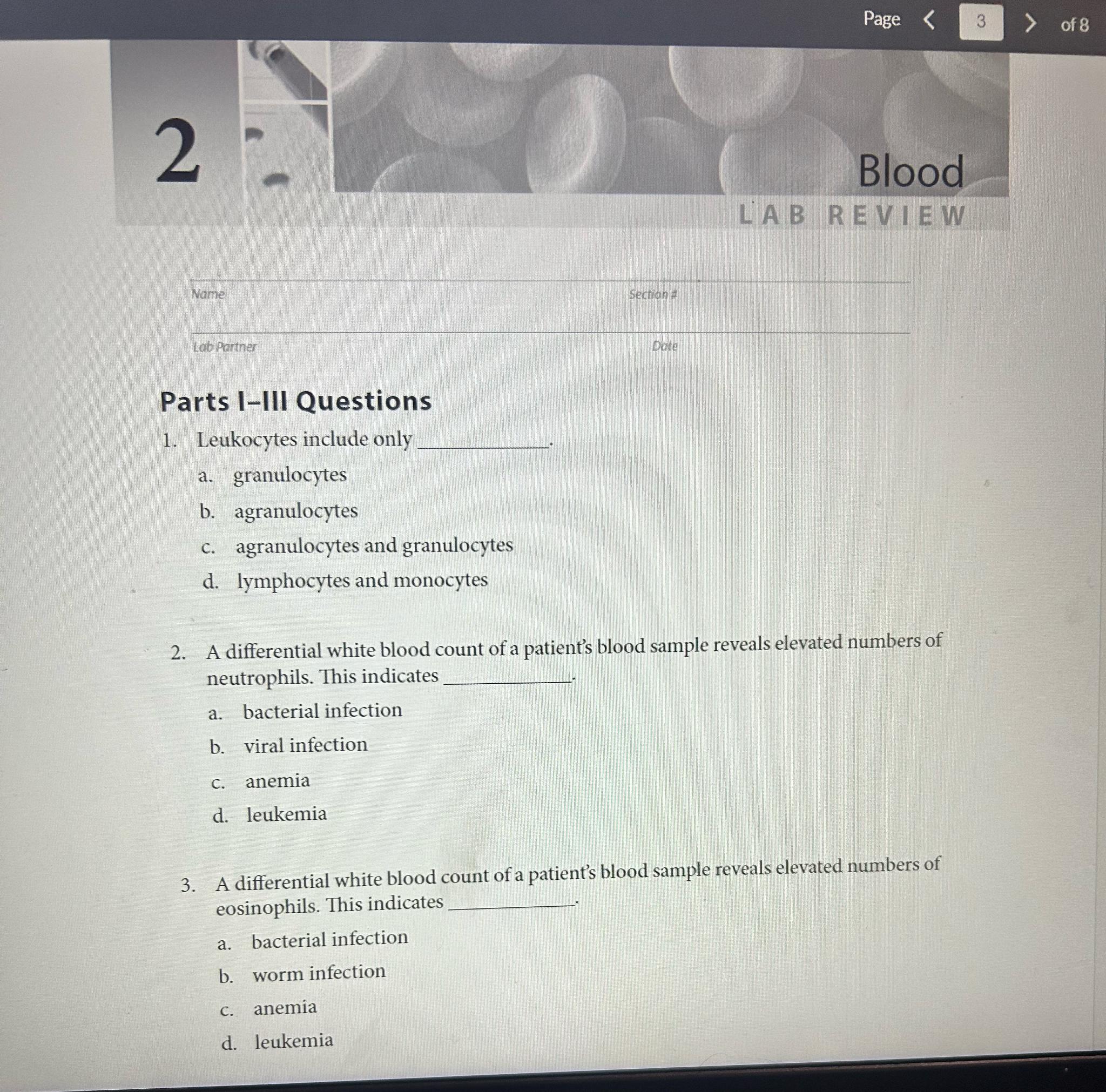Solved Page3of 8BloodLAB REVIEWNameSection #Lab | Chegg.com
