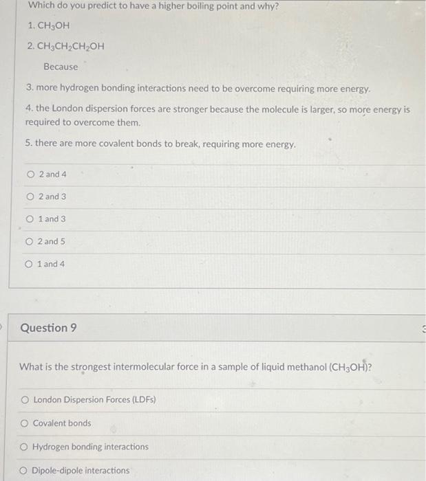 Solved Which do you predict to have a higher boiling point | Chegg.com