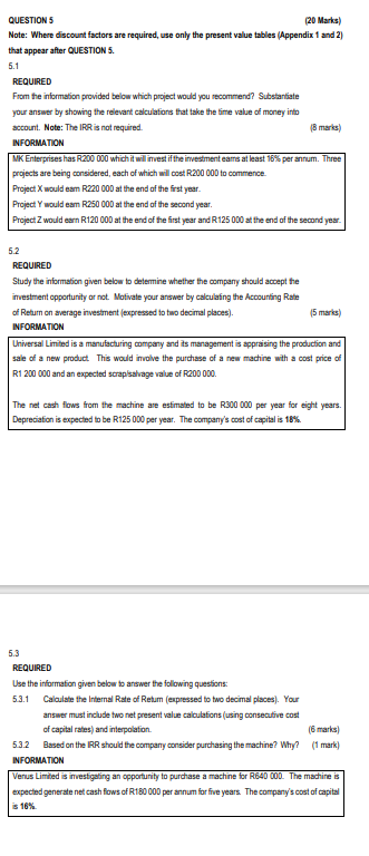 Solved QUESTION 5Note: Where discount factors are required, | Chegg.com