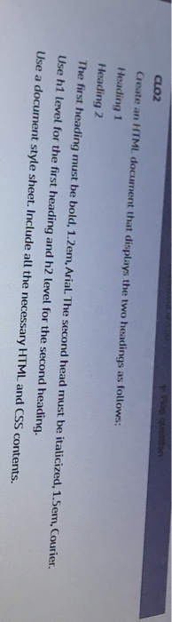 Solved CLO2 Create an HTML document that displays the two | Chegg.com