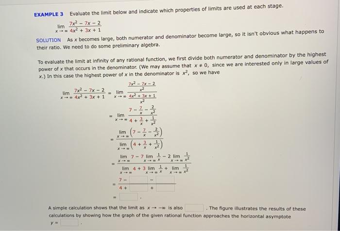 Solved lim EXAMPLE 3 Evaluate the limit below and indicate | Chegg.com