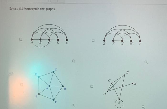 Solved Select ALL isomorphic the graphs. ba B D E 2 x x й и | Chegg.com