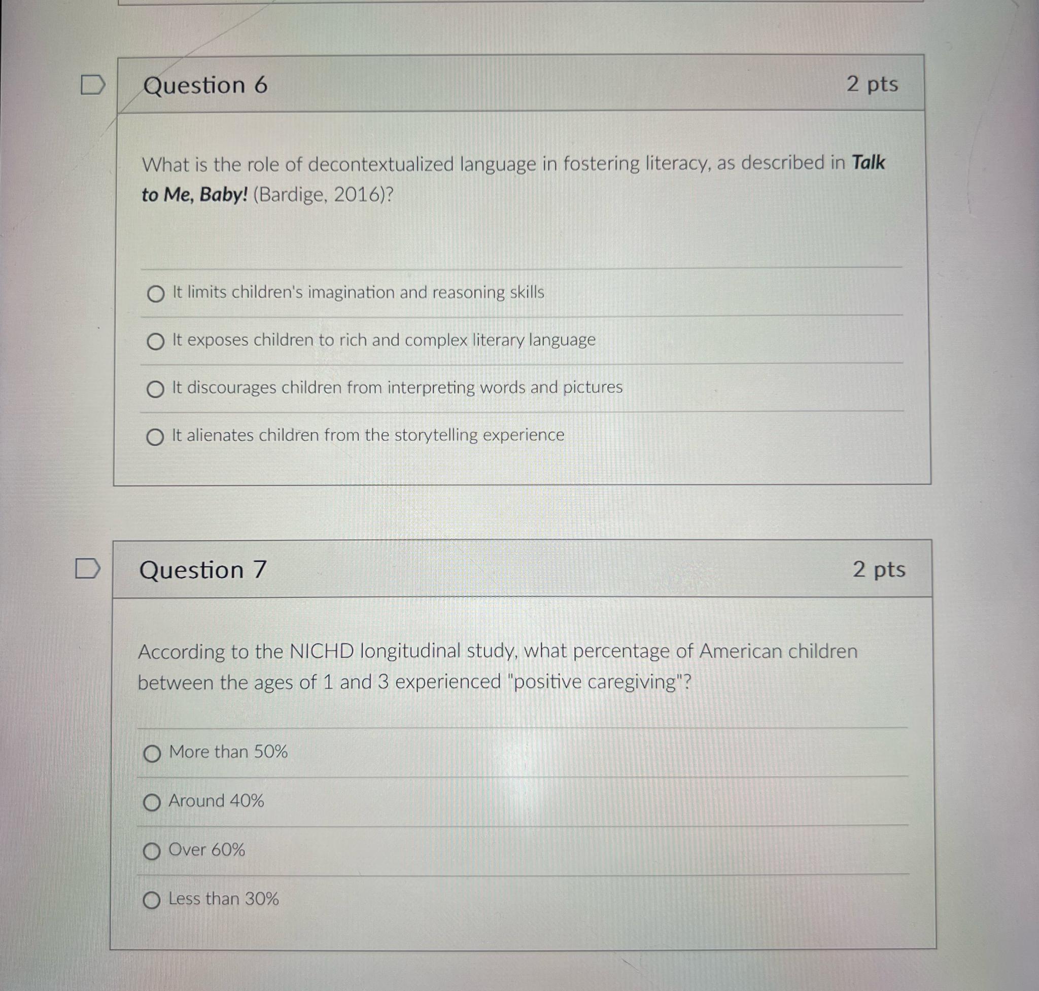 Solved Question 62 ﻿ptsWhat is the role of decontextualized | Chegg.com