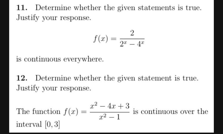 Solved 11. Determine whether the given statements is true. | Chegg.com