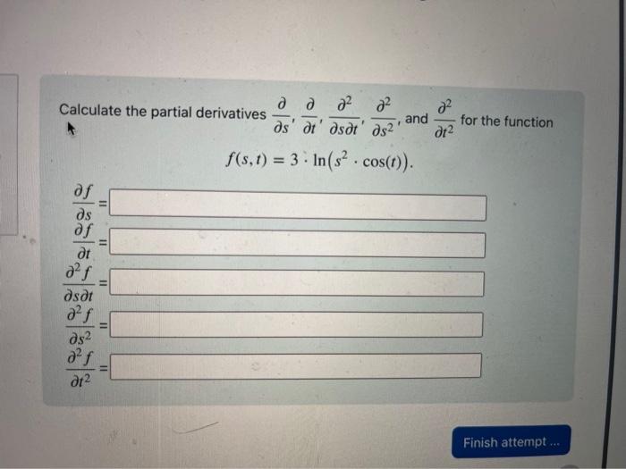 Solved Calculate the partial derivatives | Chegg.com
