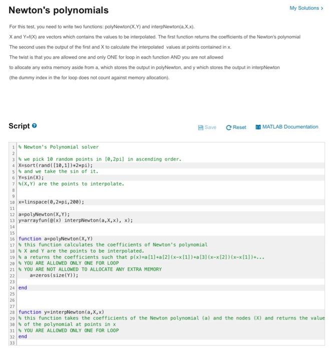 Solved Newton's polynomials My Solutions ? For this test, | Chegg.com