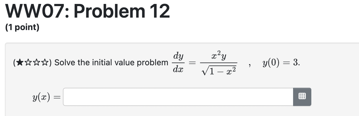 Solved WW07 ﻿Q12) ﻿Solve the initial value problem | Chegg.com