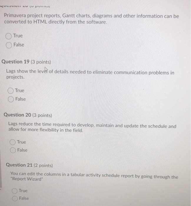 Solved LULUI AVIP Primavera project reports, Gantt charts, | Chegg.com
