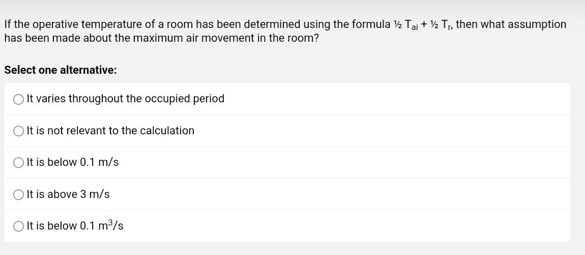 Solved If the operative temperature of a room has been | Chegg.com
