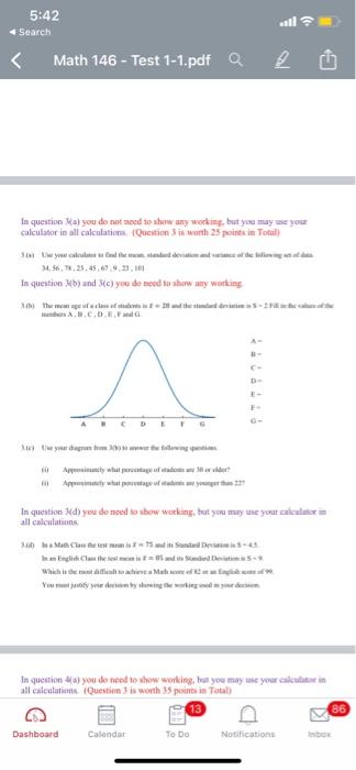 5:42 Search Math 146 - Test 1-1.pdf a In question May | Chegg.com