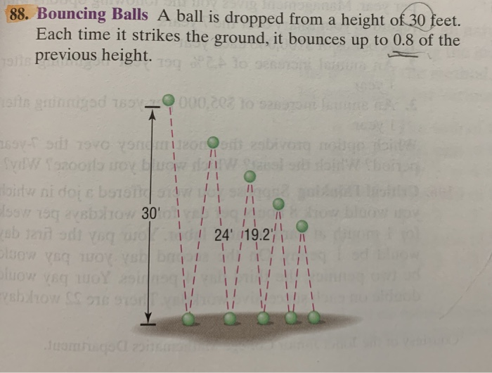 Solved 88. Bouncing Balls A ball is dropped from a height of | Chegg.com