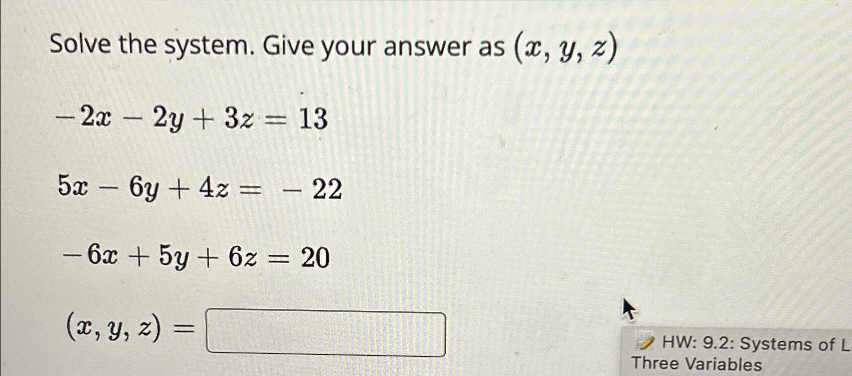 Solved Solve the system. Give your answer as | Chegg.com