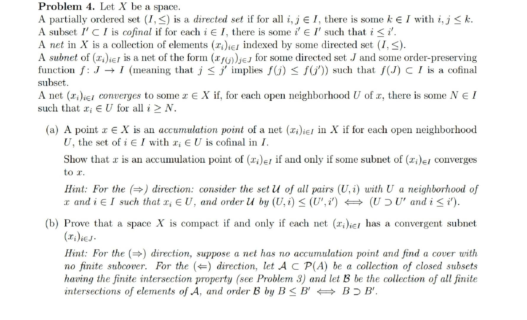 Solved Problem 4. Let X be a space. A partially ordered set | Chegg.com