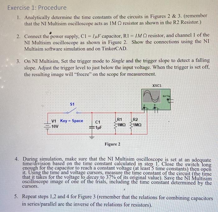 Solved Exercise 1: Time Constants of Parallel RC Circuits In | Chegg.com