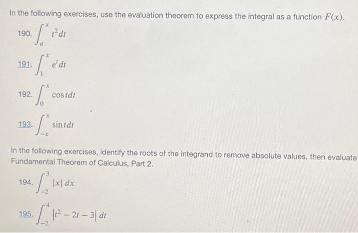 Solved In the following exercises, use the evaluation | Chegg.com