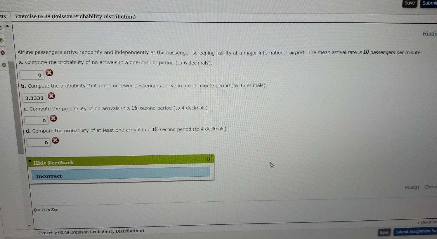 Solved Save Submit ns Exercise 05.49 (Poisson Probability | Chegg.com