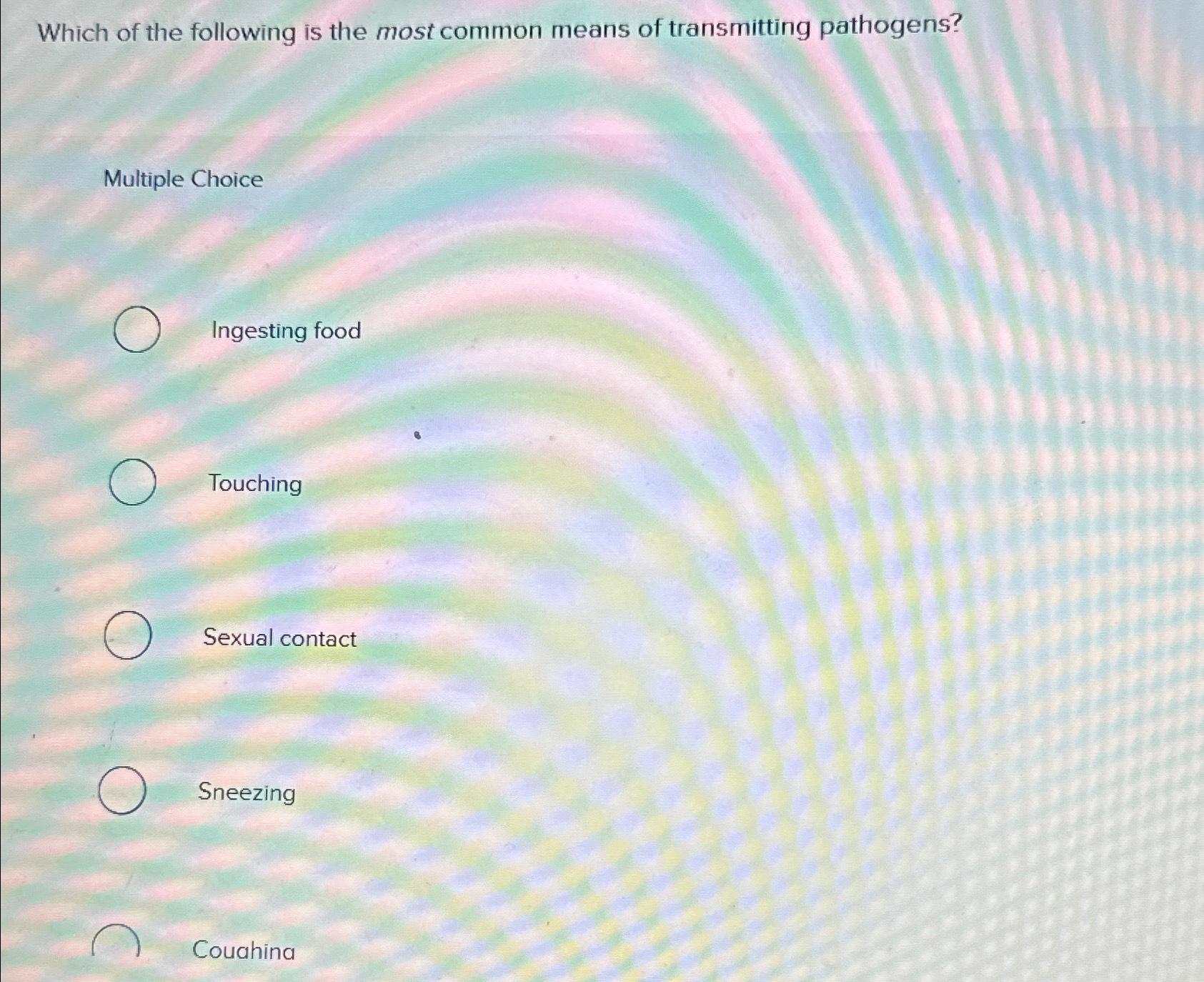 Solved Which of the following is the most common means of | Chegg.com
