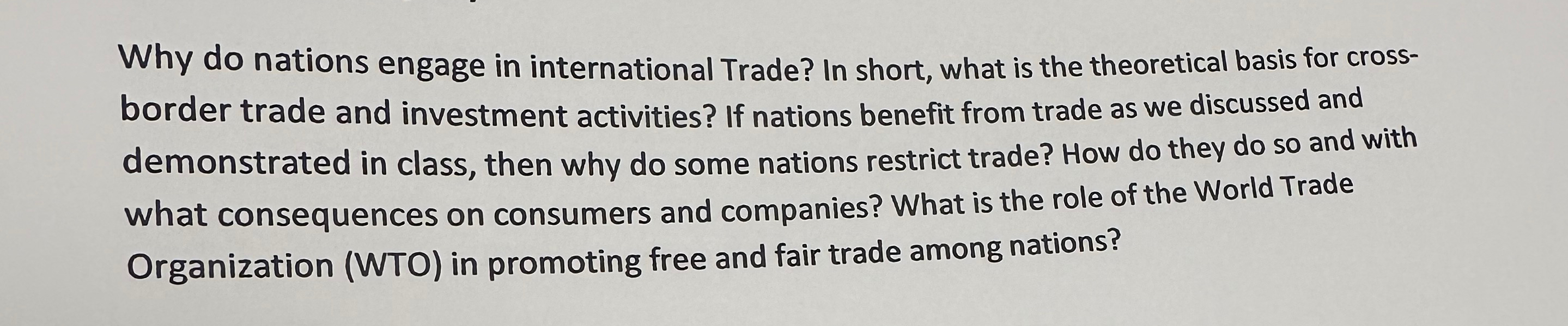 Solved Why do nations engage in international Trade? In | Chegg.com