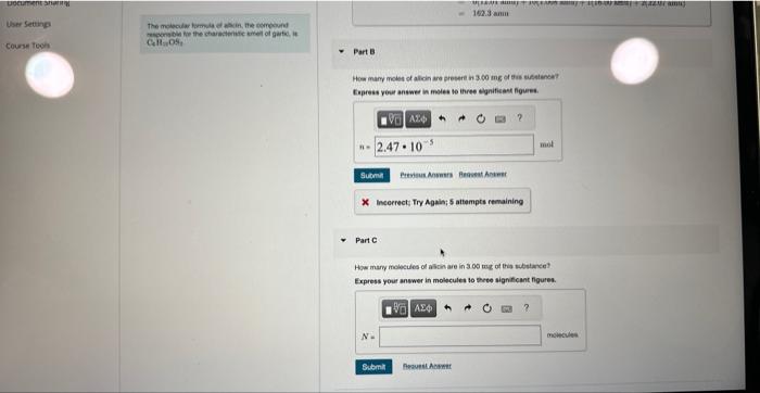 Solved The molocular formals of aliom, the compound | Chegg.com