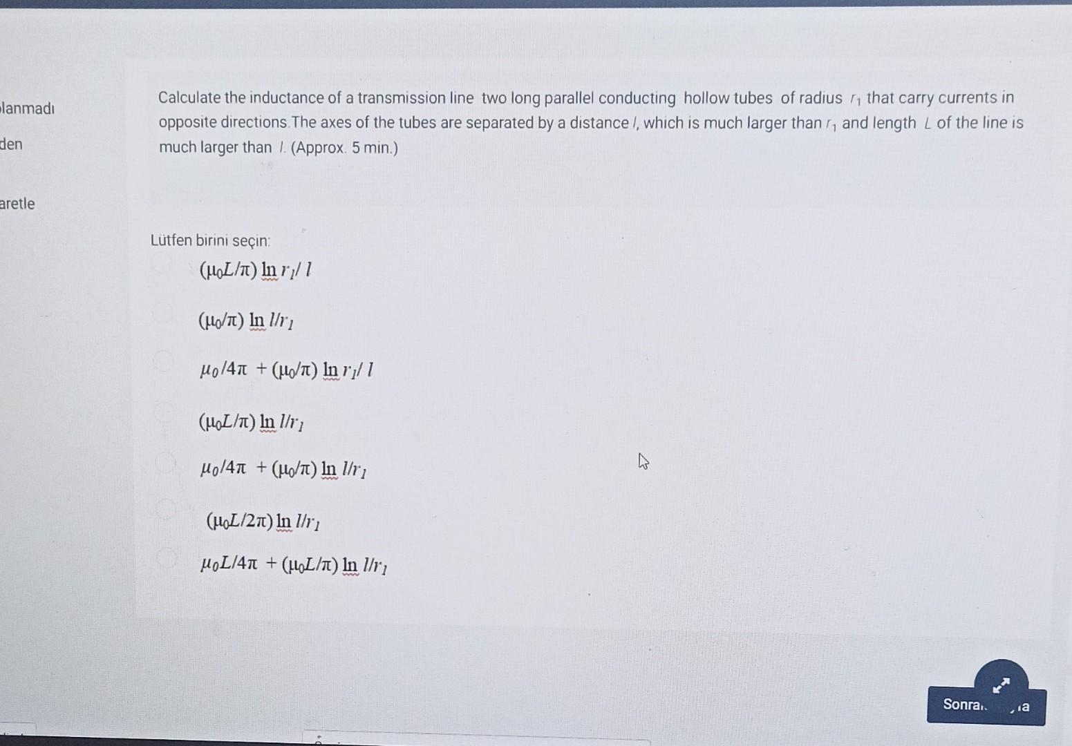 Solved Calculate the inductance of a transmission line two | Chegg.com