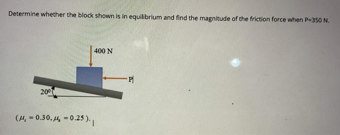 Solved Determine whether the block shown is in equilibrium | Chegg.com