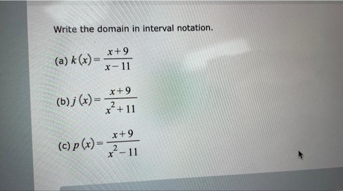Solved Write the domain in interval notation. (a) | Chegg.com
