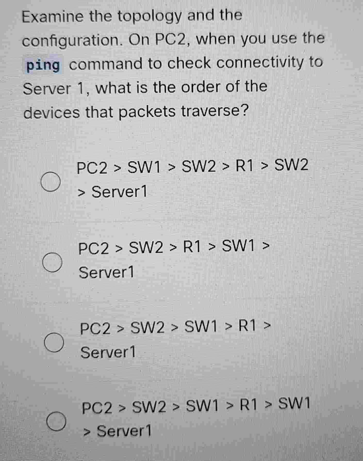 Solved Examine the topology and theconfiguration. On PC2, | Chegg.com