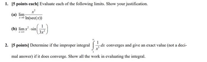 Solved 1. 15 points each| Evaluate each of the following | Chegg.com