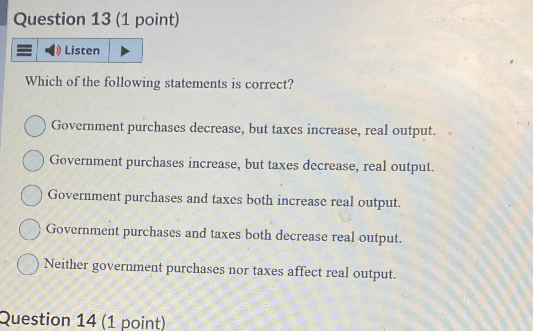 Solved Question 13 (1 ﻿point)Which of the following | Chegg.com