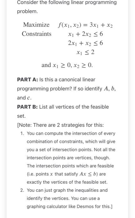 Solved Consider the following linear programming problem. | Chegg.com