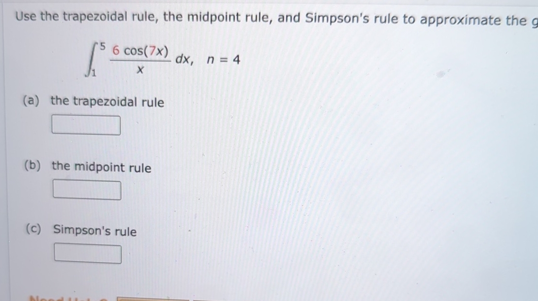 Solved Use the trapezoidal rule, the midpoint rule, and | Chegg.com