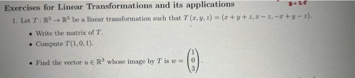 Solved 225 Exercises for Linear Transformations and its | Chegg.com