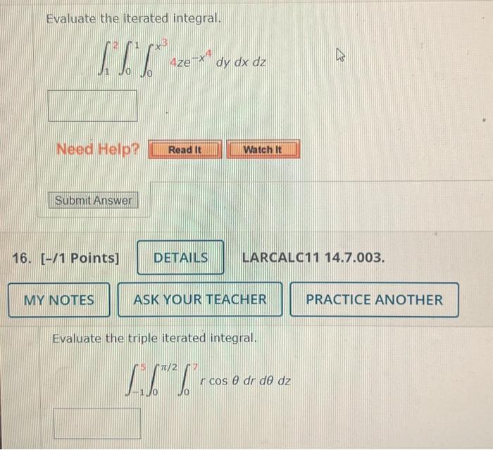 Solved Evaluate the iterated integral. | Chegg.com