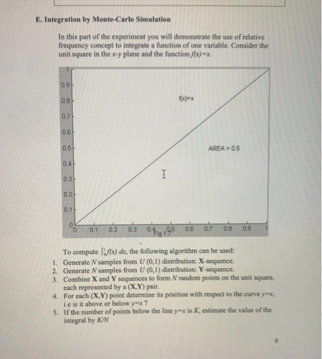 Solved E. Integration by Monte-Carlo Simulation In this part | Chegg.com