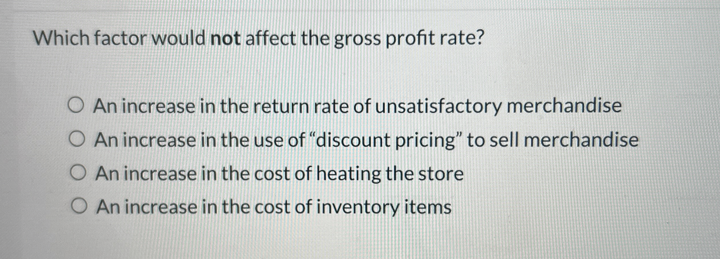High Quality SOLUTION Which factor would not affect the gross profit ...