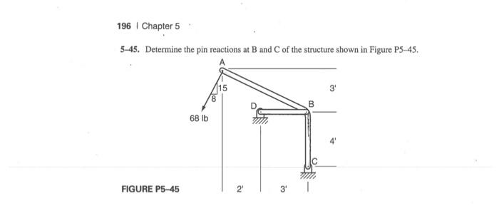 Solved Determine The Pin Reactions At B And C Of The
