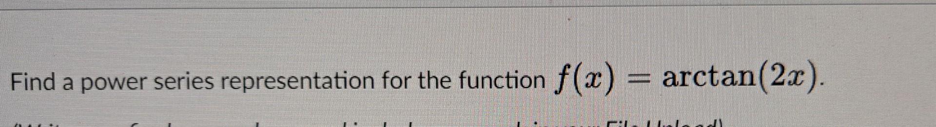 Solved Find a power series representation for the function | Chegg.com