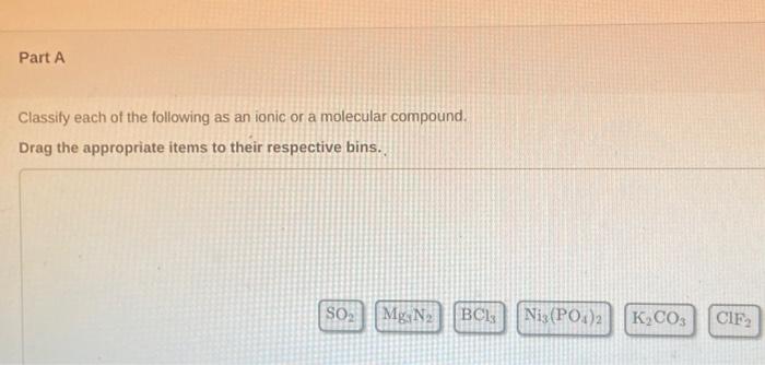 Solved Ionic compounds Molecular compounds Classify each | Chegg.com